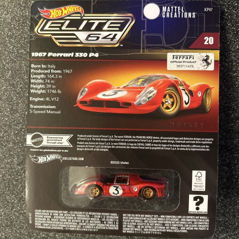 2025 Hot Wheels Elite 64 Red 1967 Ferrari 330 P4 | eBay Australia