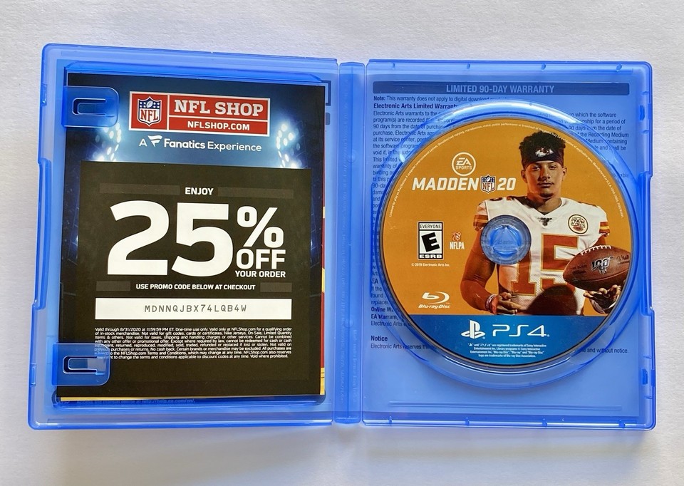 PS4 Madden 2020 NFL Sony Playstation 4 2020 Video Game Disc and Case ...