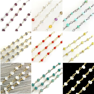 Small Gemstone Chain Faceted Rondelle | Sold by FT | Necklace Bracelet ...
