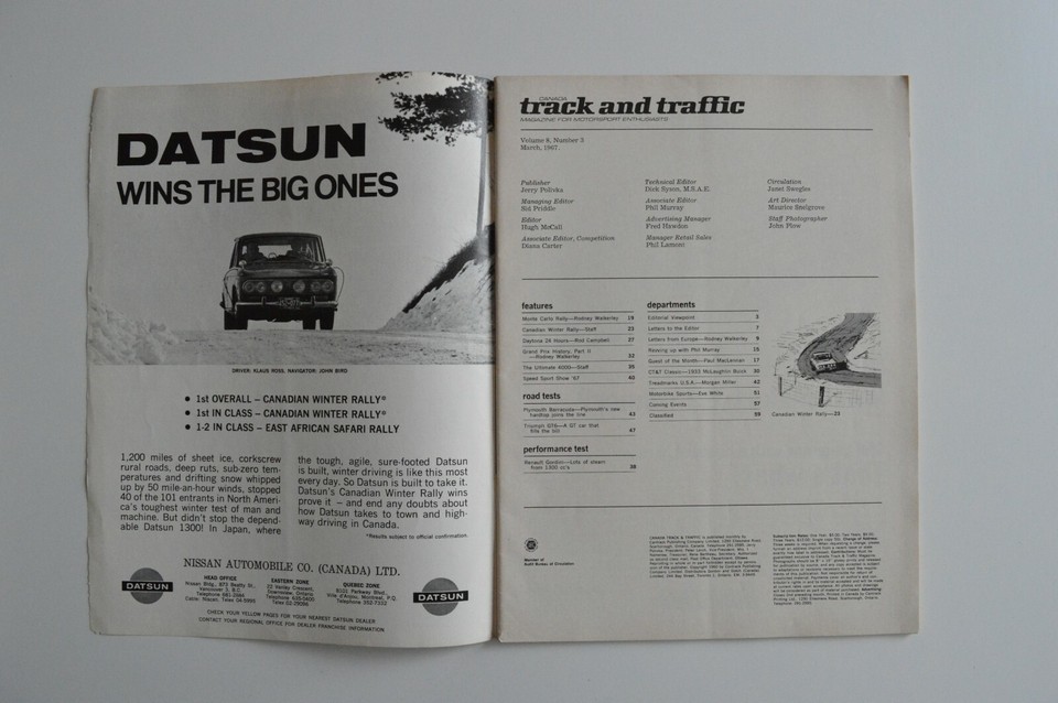 TRACK & TRAFFIC March 1967 Shell 4000 Plymouth Barracuda Triumph GT6 | eBay