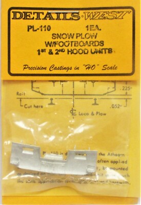 HO Scale Details West PL-110 1st & 2nd Generation Snow Plow With ...