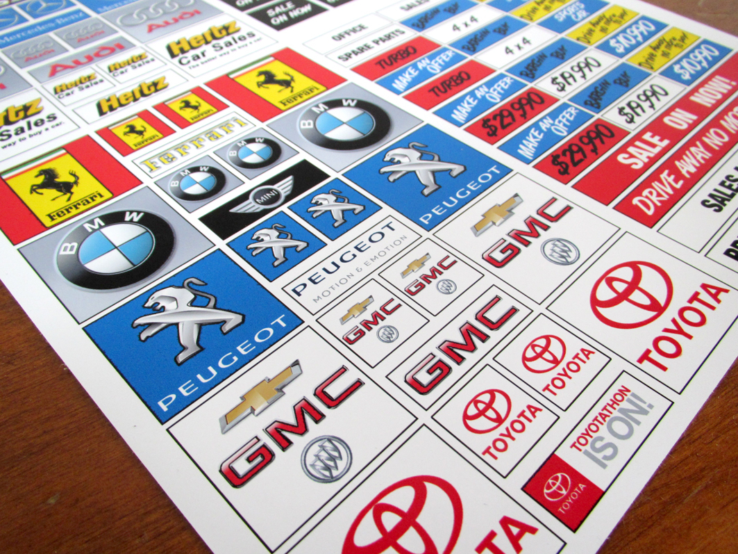 CUSTOM CAR DEALERSHIP STICKERS for MODELS , TOYS , DISPLAYS , ETC | eBay