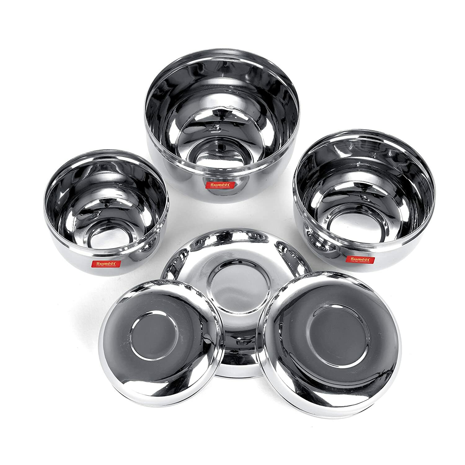 Stainless Steel Heavy Gauge Mirror Finish Storage Containers, Set of ...