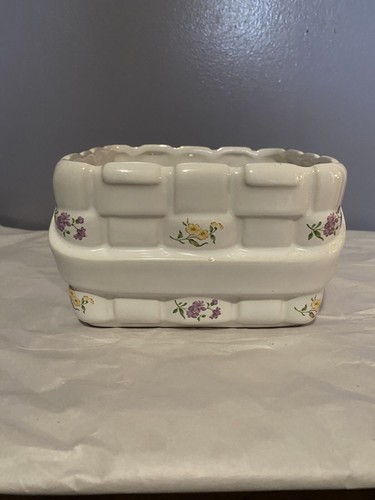 Vintage Teleflora Gift Ceramic Planter Basket Container Flower Floral 6 ...