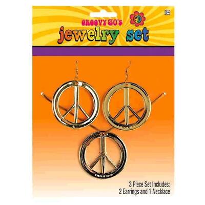 Hippie Peace Sign Medallion Necklace and Earrings Set Groovy 60s Hippie ...