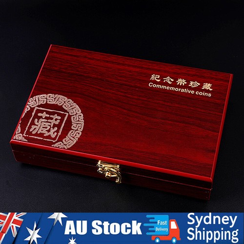 Wooden Coin Display Storage Box Case Collectible w/ 50 Capsules Kits ...