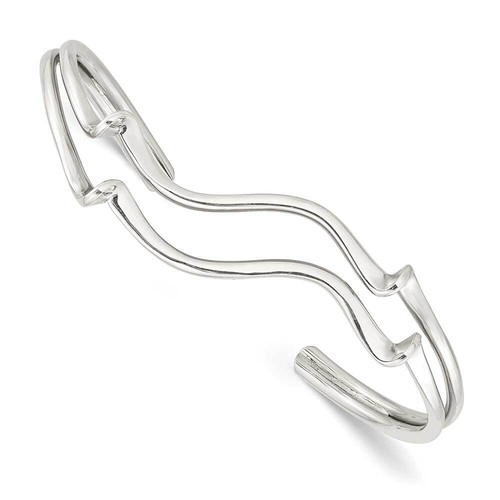 Sterling Silver Polished Wavy Cuff Bangle 7.5" | eBay