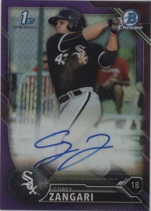 2016 Bowman Chrome - Prospects Autographs Corey Zangari #BCAP-CZ Purple ...