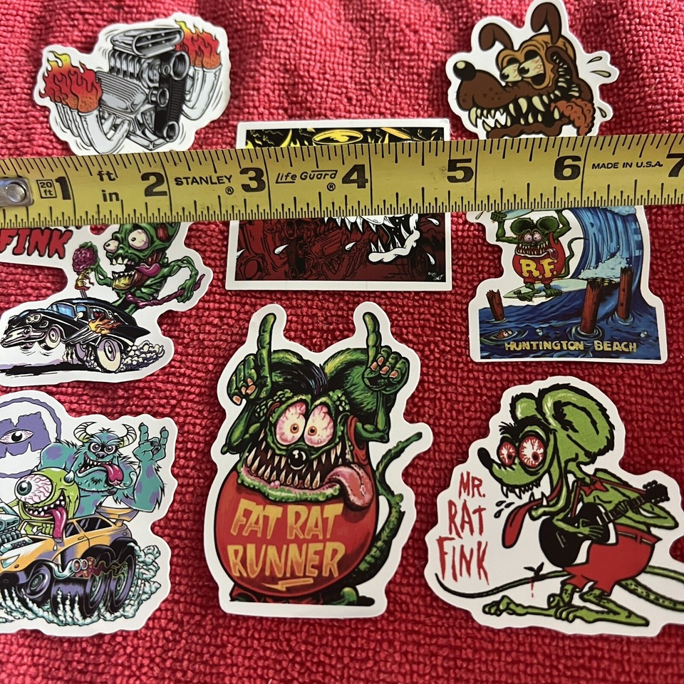 🔥 8 Rat Fink Mouse Ed Big Daddy Roth Hot Rod Art Vinyl Decal Sticker ...