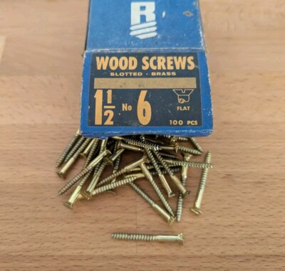 #6 × 1-1/2 Solid Brass Flat Head Slotted Wood Screws (47 Qty.) | eBay