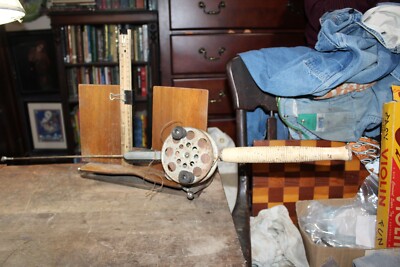 Vintage Stubby 36" Wood Handle Steel Fishing Rod and Reel | eBay