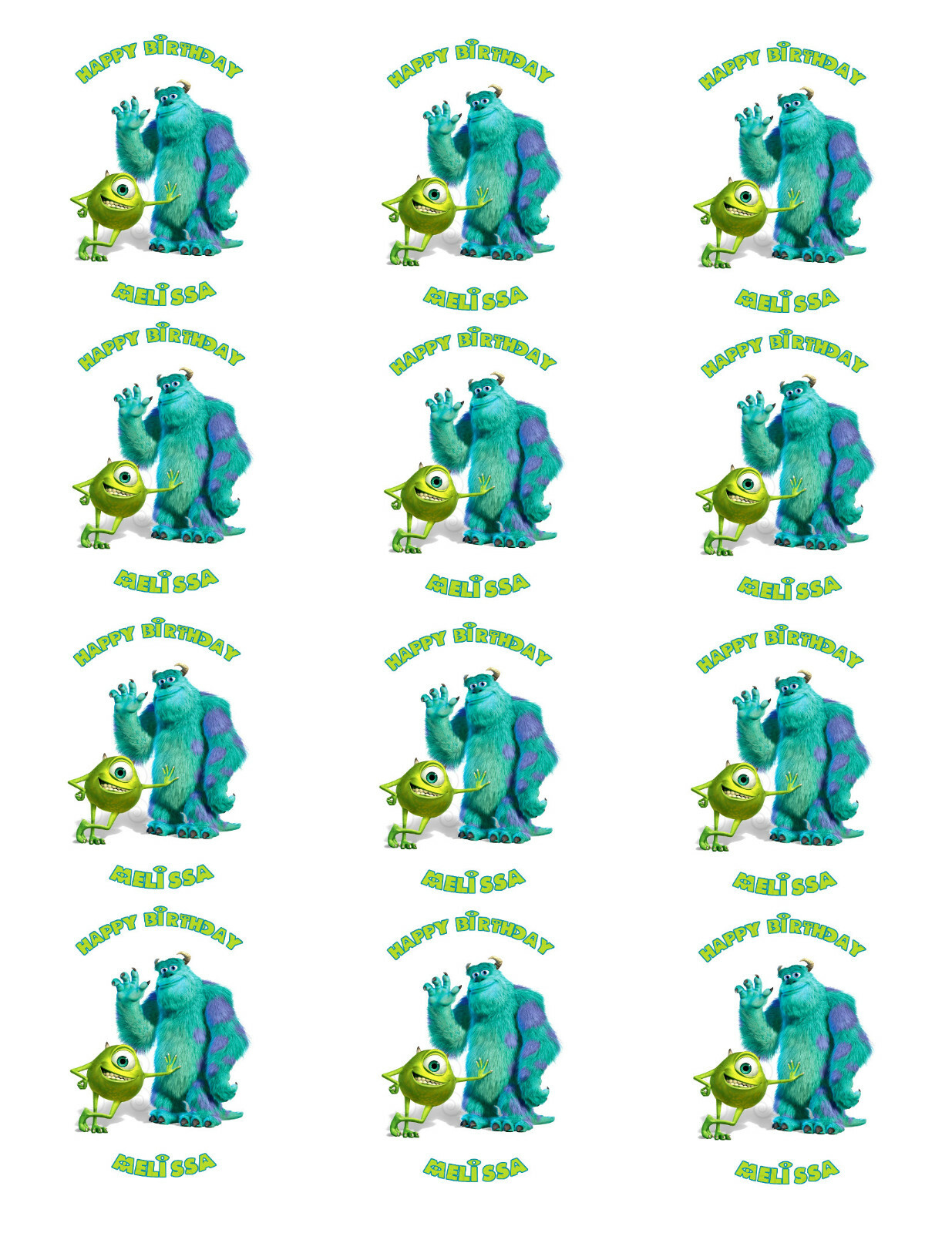 MONSTER INC. Edible Cake topper Party image decoration | eBay