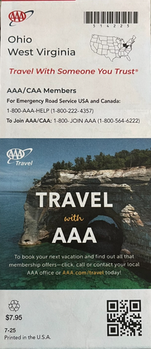 New AAA OHIO - WEST VIRGINIA STATE ROAD MAP Highway Tour OH/WV LATEST ...