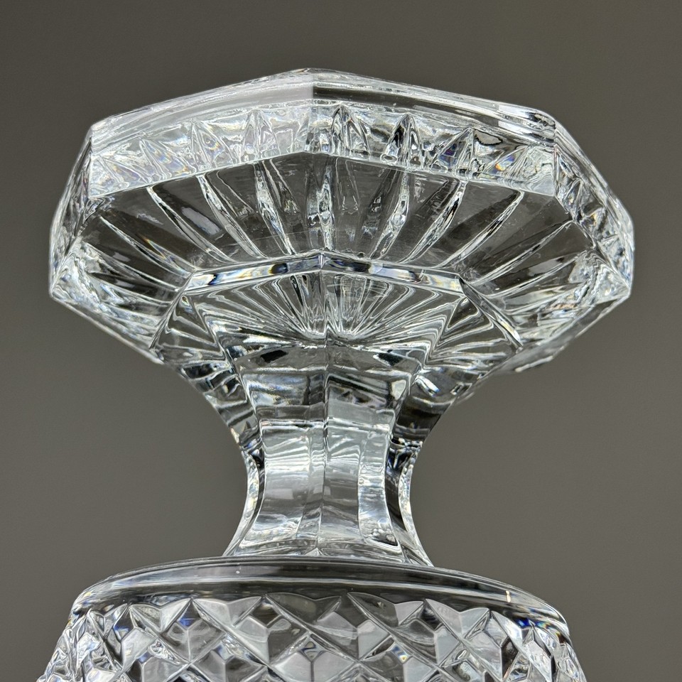 Antique Large Heavy Crystal Vase 15" Diamond Cut Medici Footed Rare ...