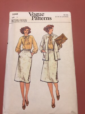 Vogue Pattern #7048 Miss Skirt & Jacket Sz 12 Uncut | eBay