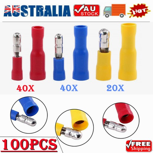 100PCS Assorted Insulated Bullet Crimp Terminals Kit Electrical Wire ...