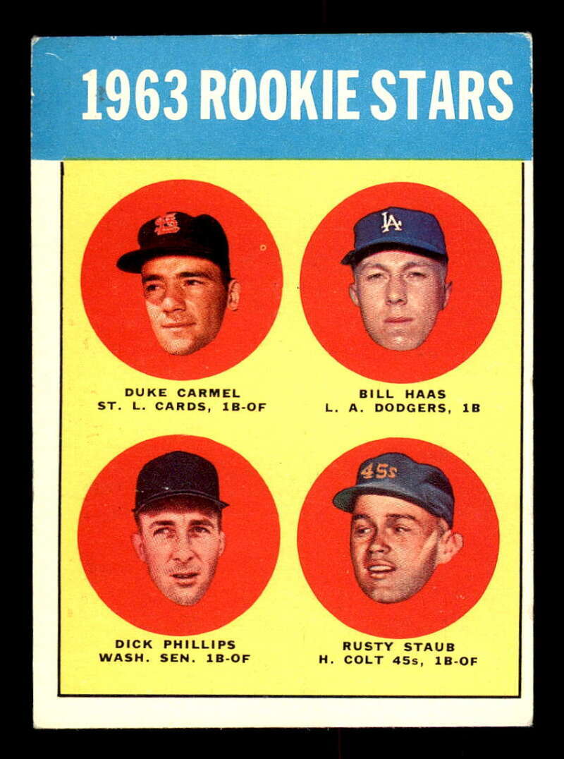 1963 Topps High #544 Rusty Staub Rookie Stars RC Carmel/Haas/Phillips b ...