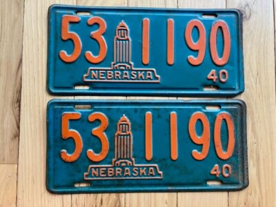 Pair of 1940 Nebraska License Plates | eBay