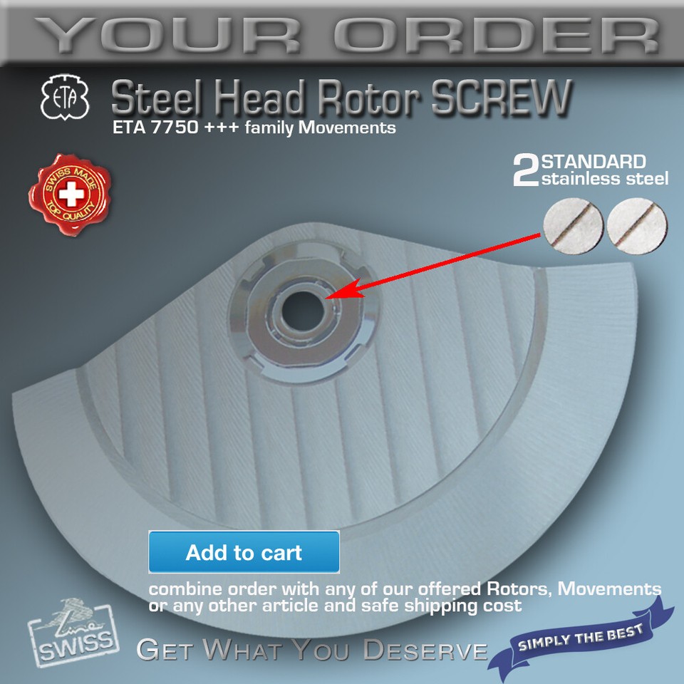 ROTOR SCREWS FOR MOVEMENT ETA VALJOUX 7750, 7751, 7753, 7754, ST-ST or ...