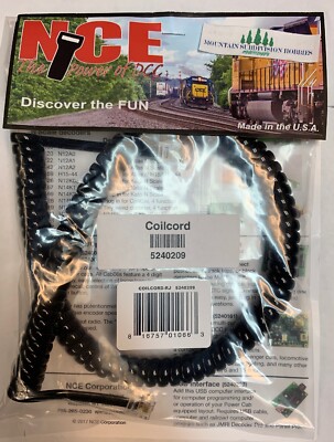 NCE 209 DCC 6 Foot RJ12 Coil Cord Throttle Cable for Cab04 Cab06 Procab ...