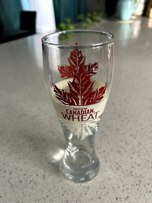 Molson Canadian Wheat Beer Glass Maple Leaf Design 8 Inch Tall 2.5 Inch ...