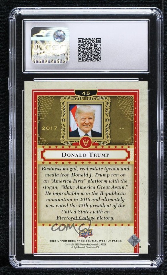 2020 Upper Deck Presidential Weekly Packs Donald Trump #45 CGC 10 Gem ...