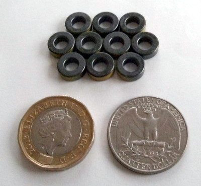 FT37-43 ferrite toroids qty 10 by Fair Rite. Yw painted, good for ...