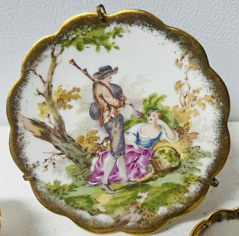 Vintage Miniature Plate Limoges France Porcelain Couple-Footed Bowls ...