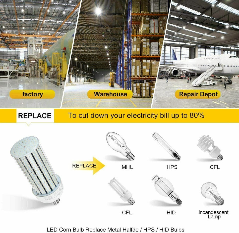 120W LED Corn Cob Light Bulb ED28 400W Metal Halide Replacement E39 UL ...