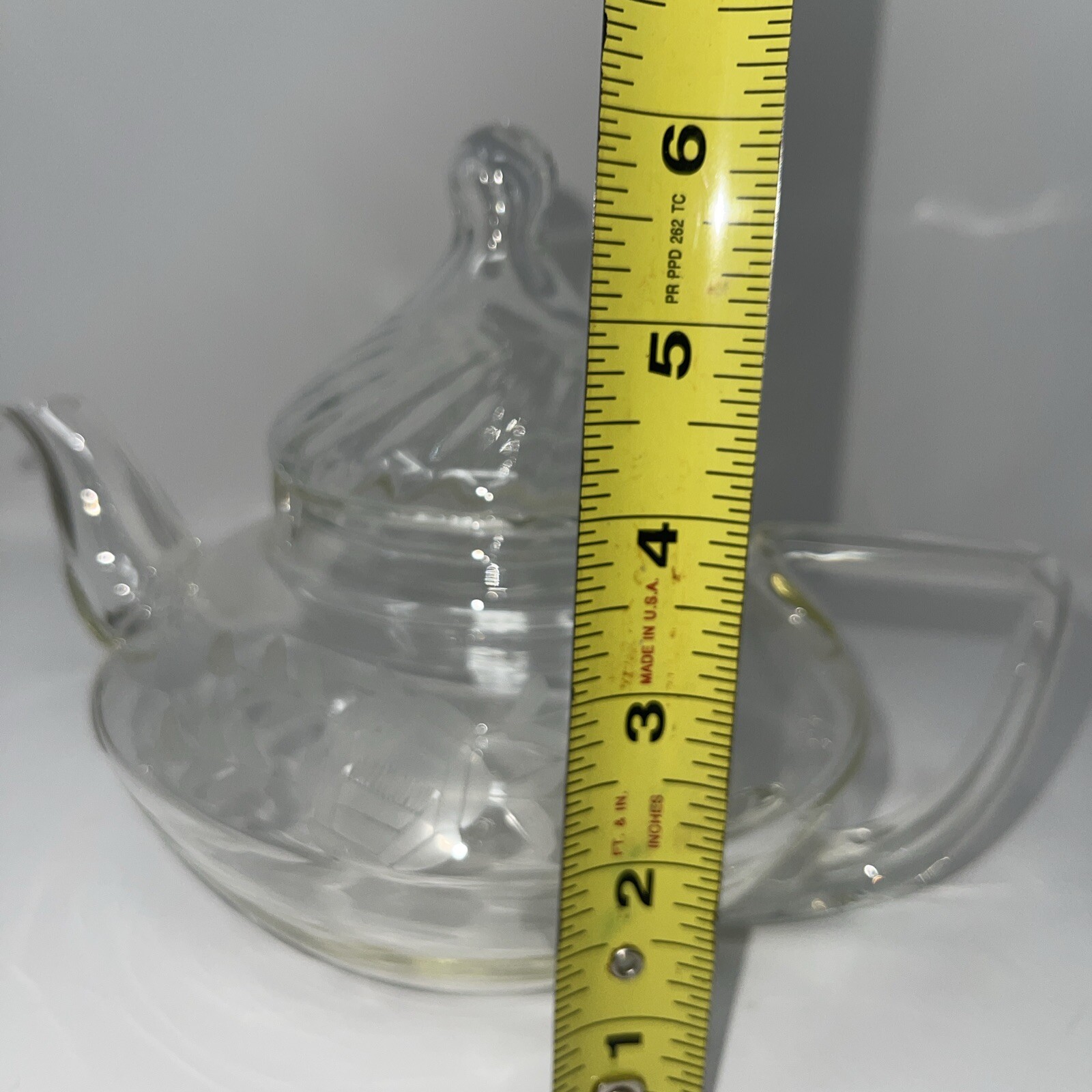 Vintage Clear Etched Glass Pyrex Tea Teapot Kettle Flower Leaves ...