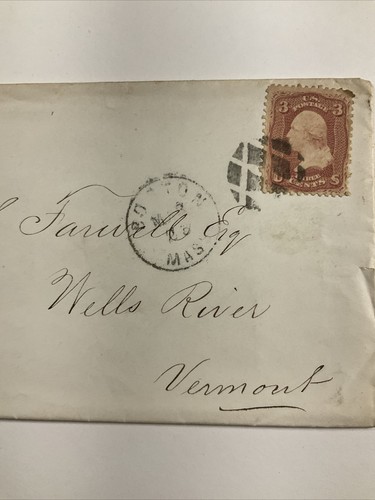 1868 Wells River, Vermont Antique Envelope 3c Stamp from Boston, MA | eBay