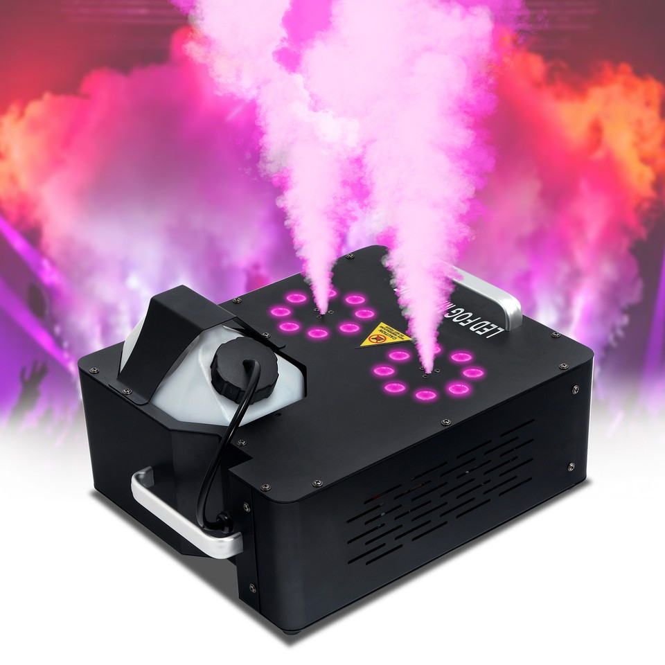 2000W Dual Spray Smoke Fog Machine RGB 16 LED Light DMX Stage DJ ...