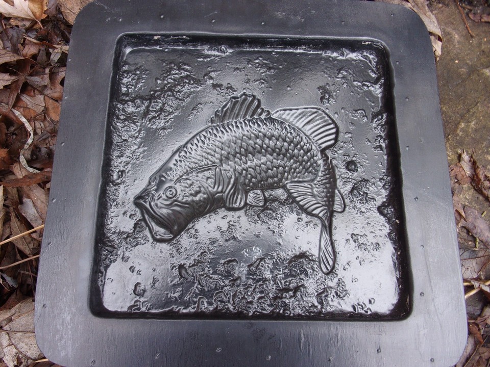 Bass fish tile mold plaster cement travertine casting mould 6" x 6" x 1 ...