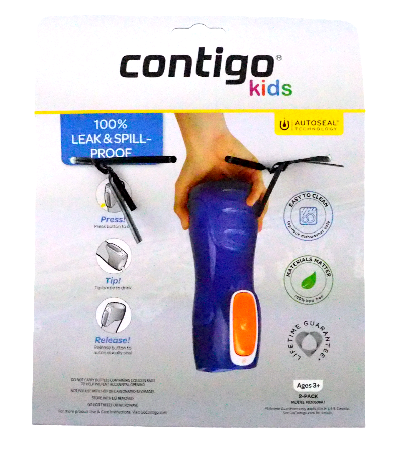 Contigo Kids 2 Pk Leak & Spill Proof Water Bottles 14 oz. BPA Free Age ...