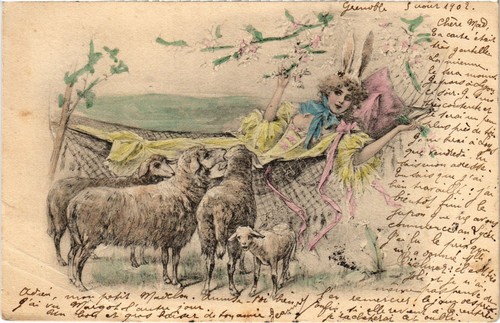 CPA AK Lady Hammock - Lambs ARTIST SIGNED (1387544) | eBay