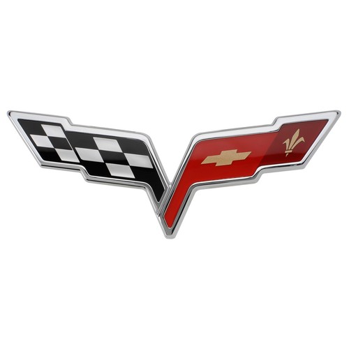 OEM GM Corvette 2009-13 C6 Crossed Flags Front Nose Hood Emblem Badge ...