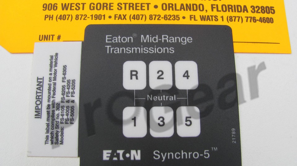 Eaton Fuller 5 speed transmission shift pattern FS Series Transmission ...