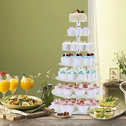 3/4/5/6 Tier Clear White Round Cup Cake Stand Acrylic Cupcake Stand ...