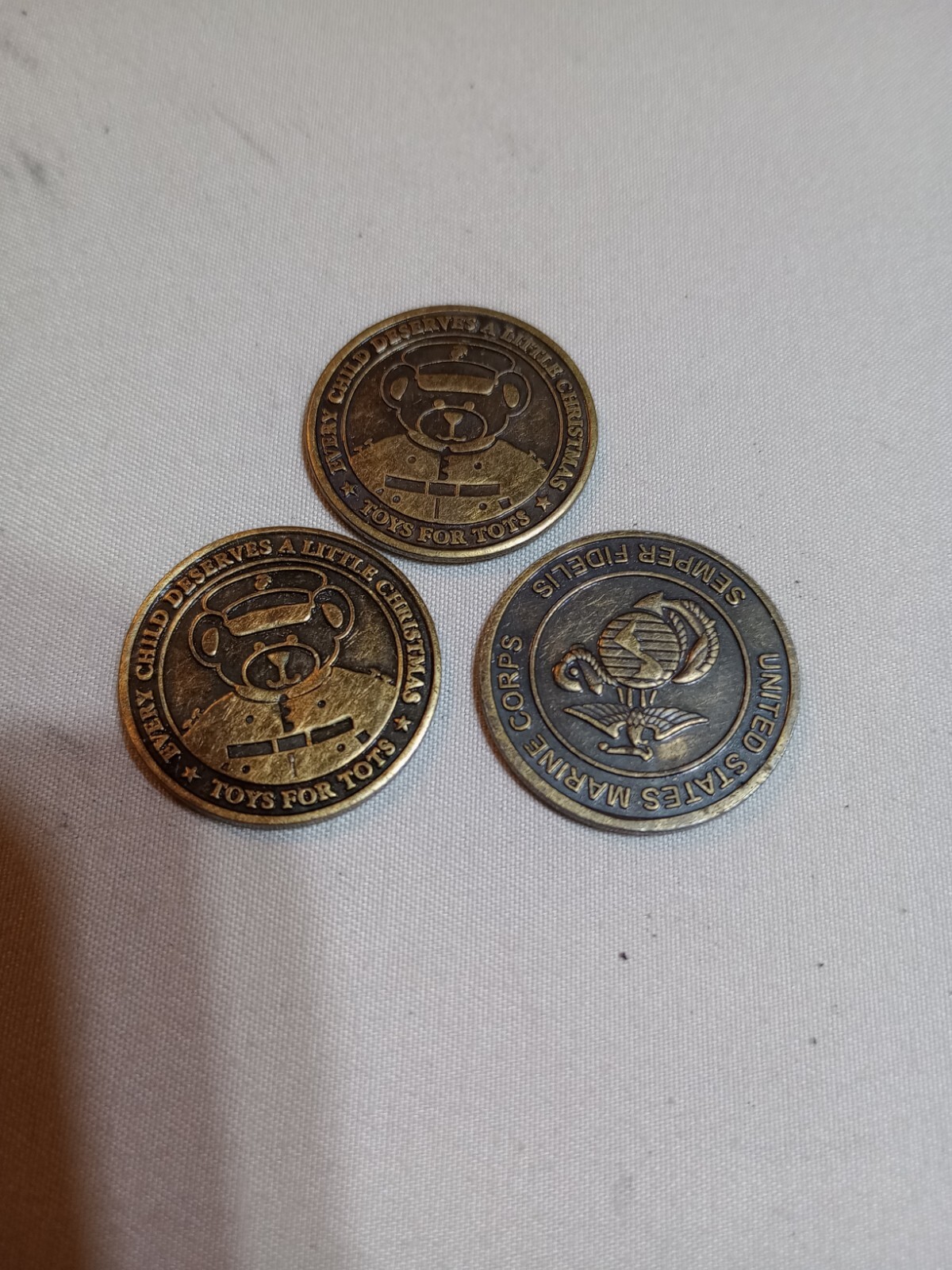 UNITED STATES MARINE COPS TOYS FOR TOTS TOKEN COIN MEDAL SEMPER FI (3 ...