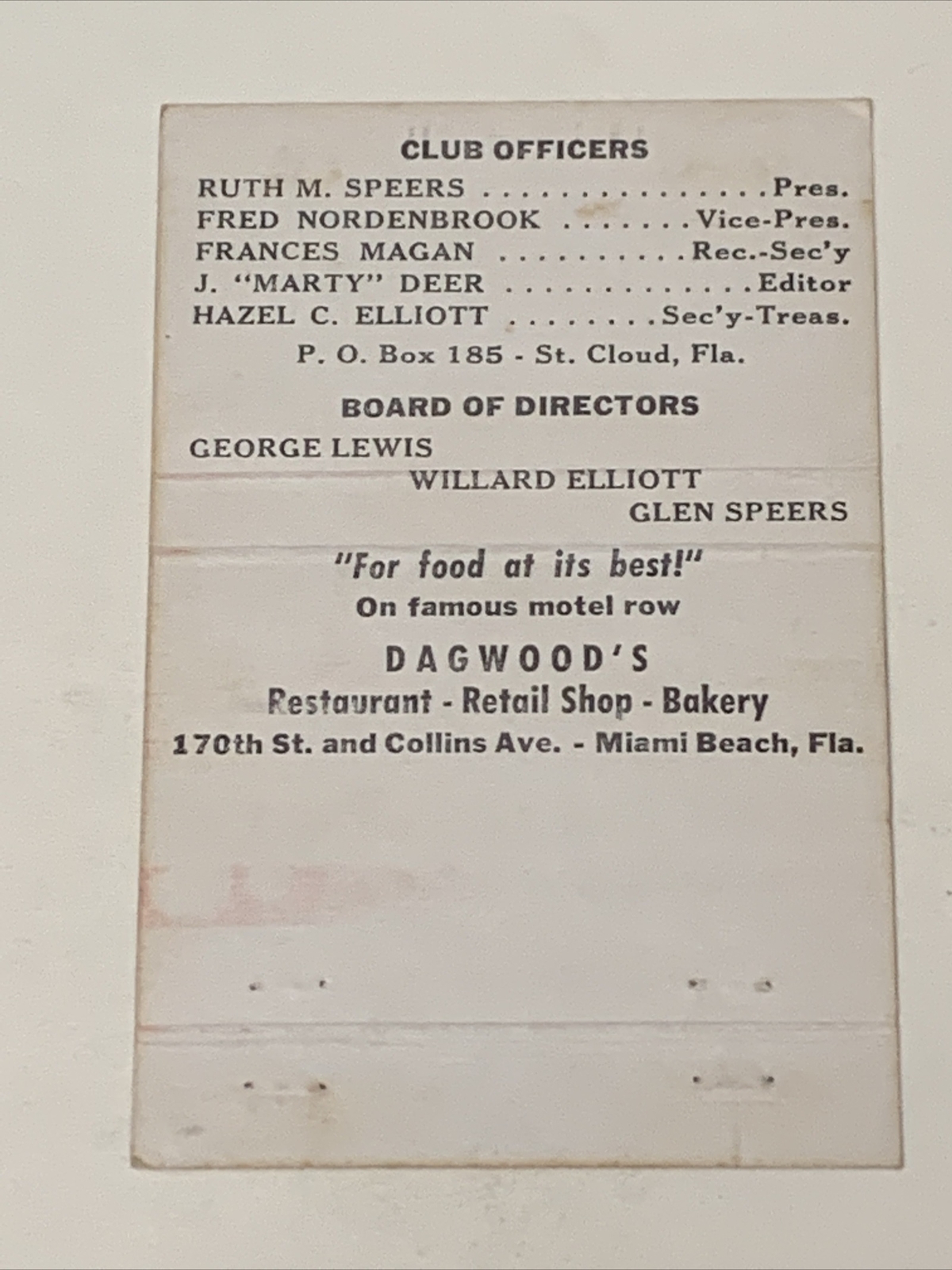 Vintage Matchbook Covers Sunshine State Matchcover Club Miami Beach,Fla ...