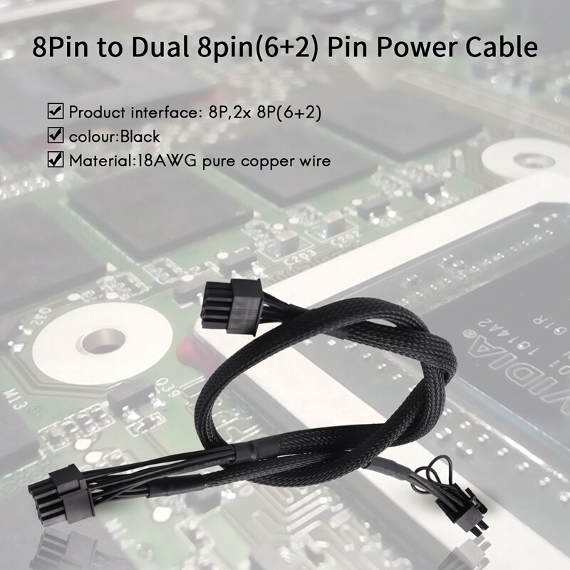 PSU 8Pin to Dual 8Pin(6+2) Pin PCIe Modular Supply Cable for EVGA6428 ...