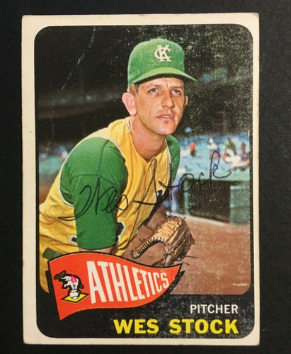 Wes Stock A's Athletics signed 1965 Topps baseball card #117 Auto ...