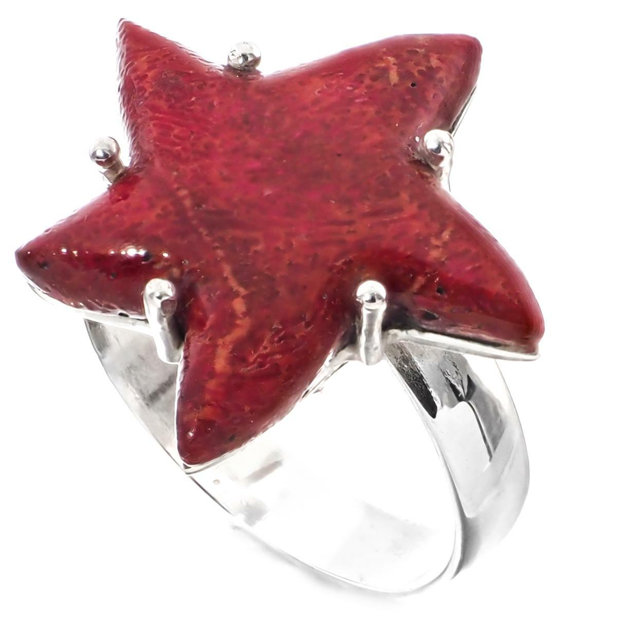 Adorable Starfish Red Sponge Coral 925 Sterling Silver Ring | eBay
