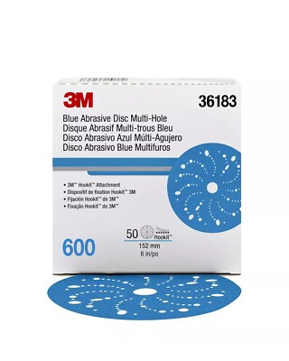 3M 36183 Hookit Blue Abrasive Discs 321U Multi-hole, 6 in., 600 Grit ...