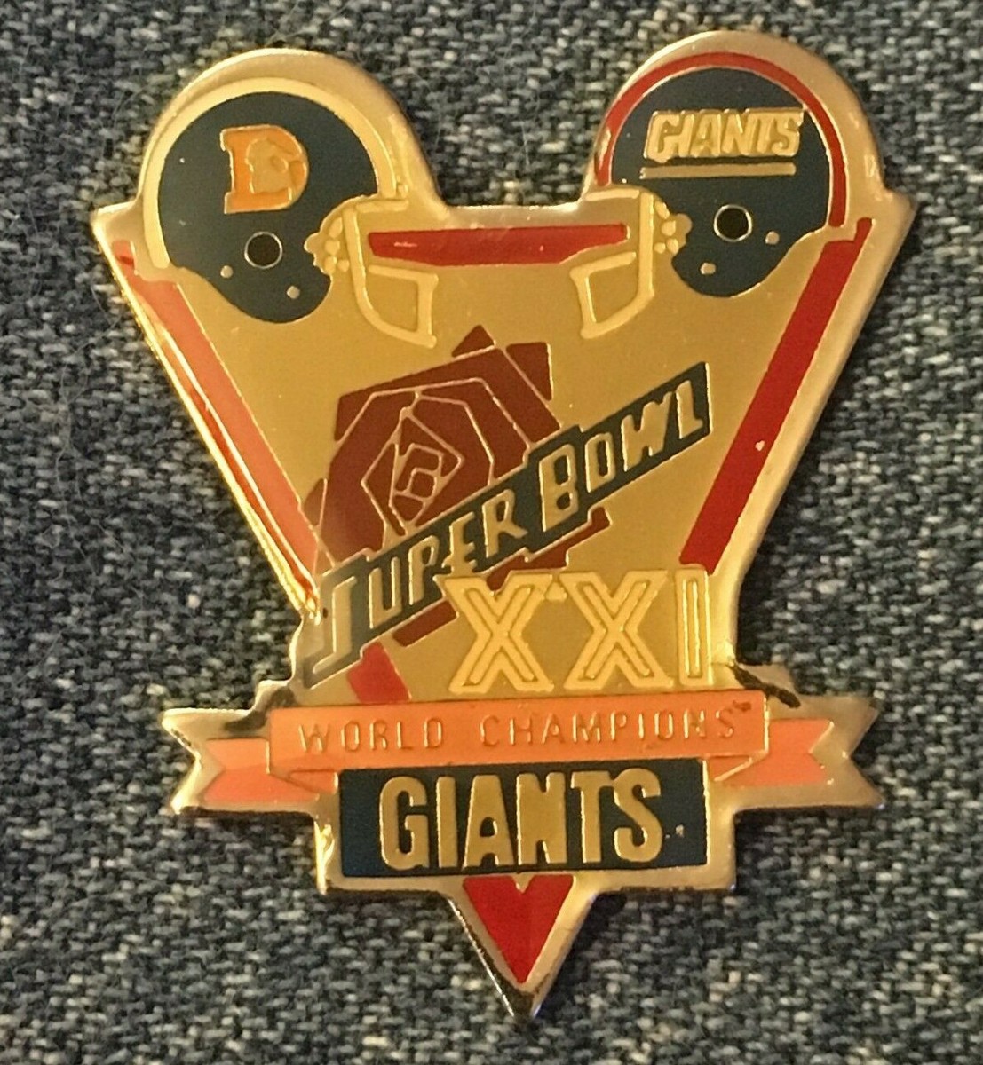 New York Giants Lapel Pin Super Bowl 21 Xxi Campeones Etsy Super Bowl