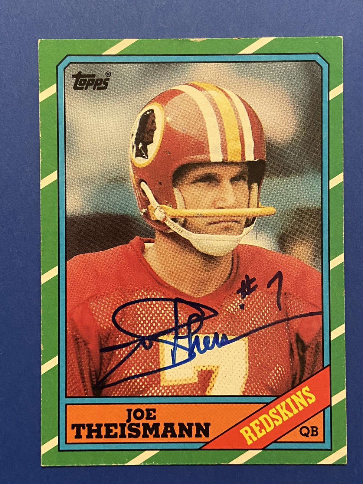 JOE THEISMANN HOF Signed 1986 Topps #171 Redskins Notre Dame Autograph ...