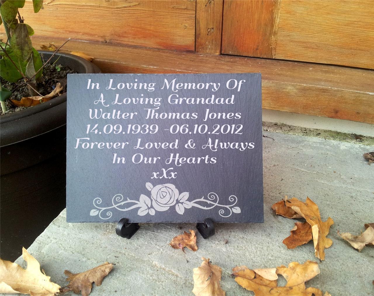 Personalised Natural Slate Memorial Plaque With Stand Interior or ...