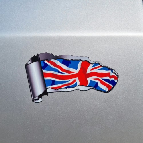 British Union Jack Flag Ripped Metal Slash Vinyl Sticker For Car Helmet ...