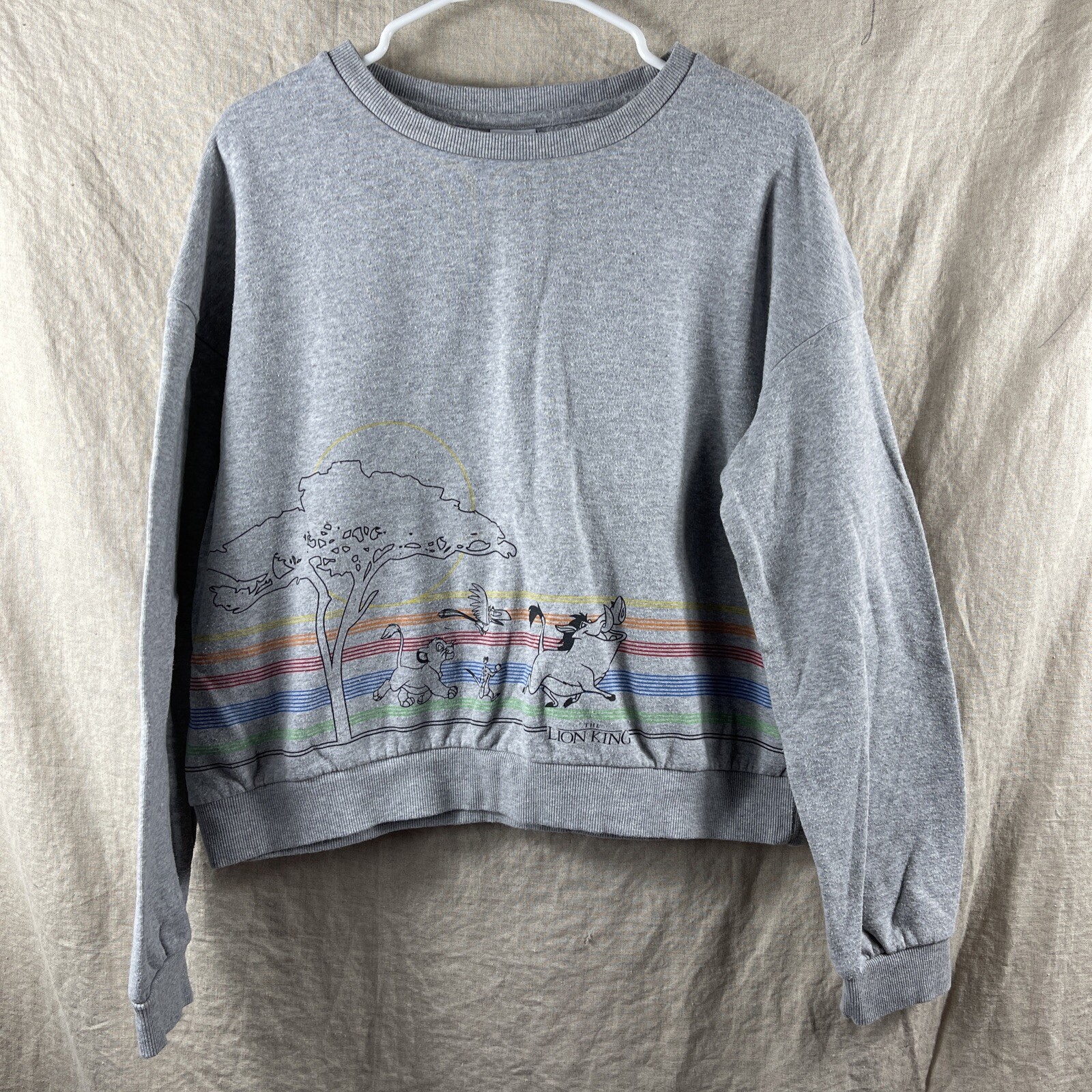 Disneys vtg The Lion King Women's Gray Cropped Logo C… - Gem
