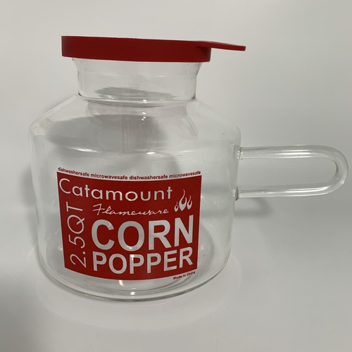 Catamount Microwave Popcorn Popper Heat Resistant Glass Silicone Lid 2. ...